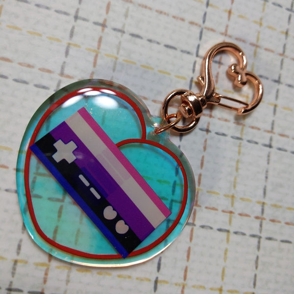2" Genderfluid Pride LGBT+ Heart Paw Angel Wings Video Game Controller ...