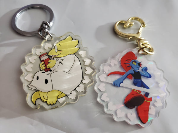 2" Double Sided Holographic Alphys Undyne Undertale Keychains – Hidden ...